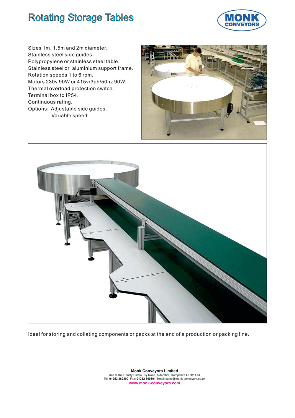 Products | Monk Conveyors