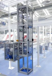 Optical Manufacturing Pneumatic Lift | Monk Conveyors